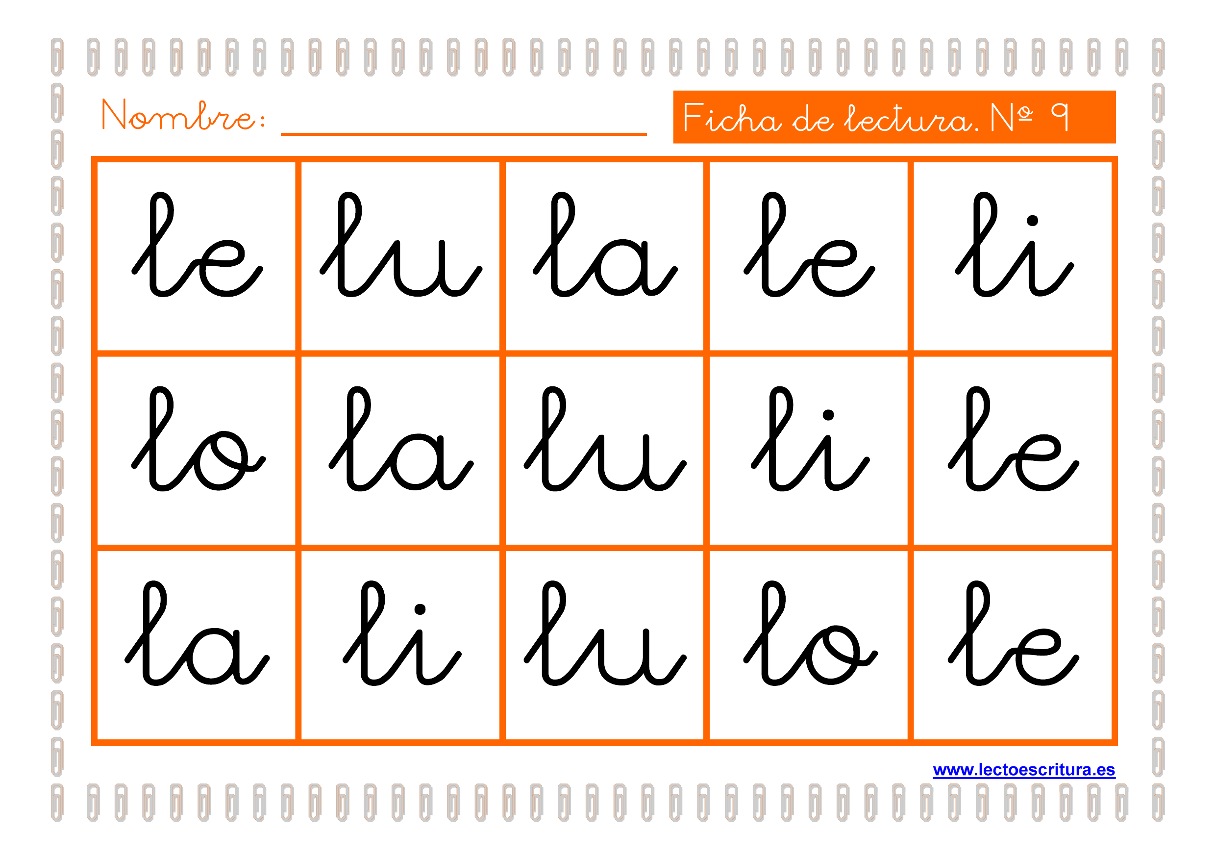 Ficha de lectura letra l 4